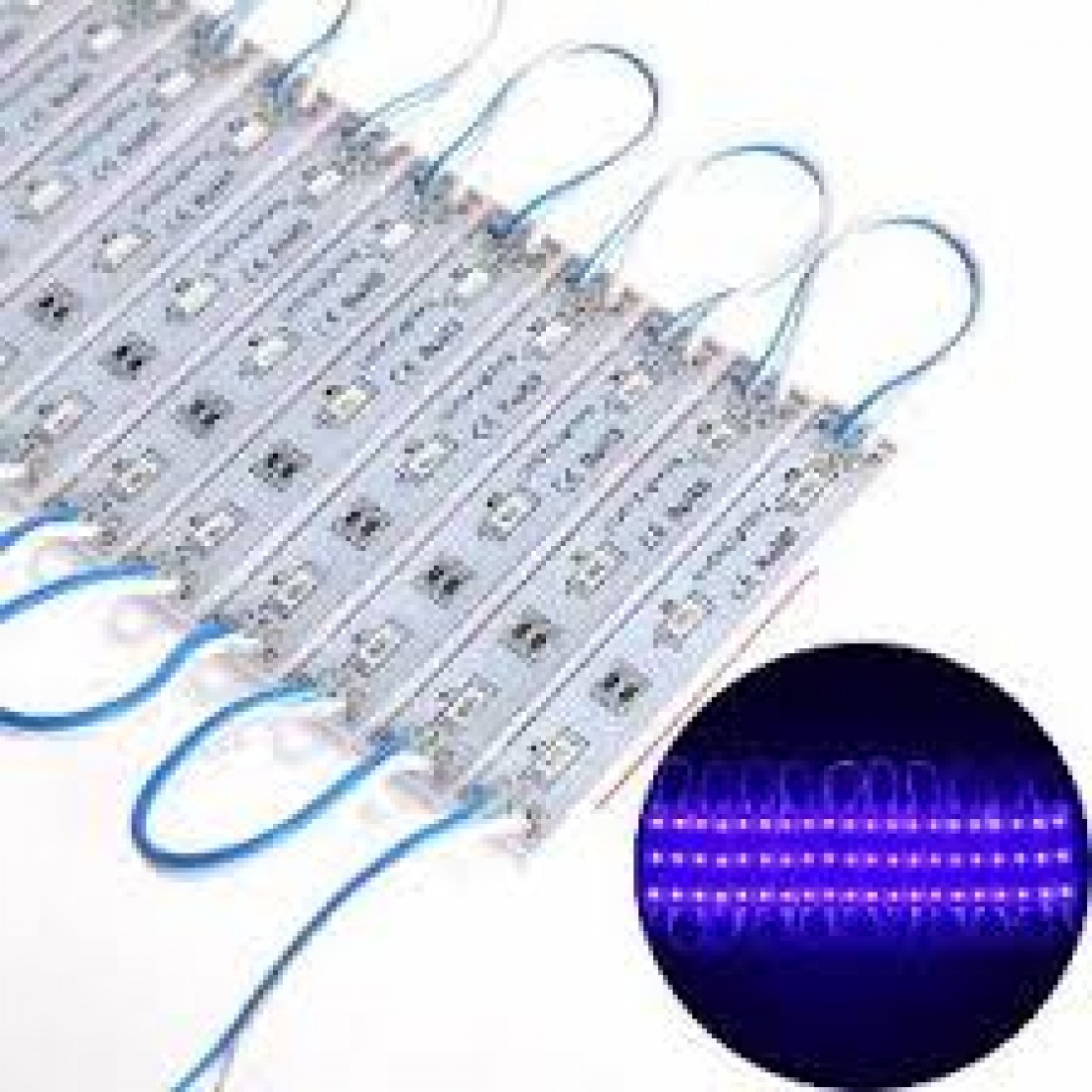 20 x Modulos Led 5630 3 Leds 12v Azul Exterior - 78mm cuv